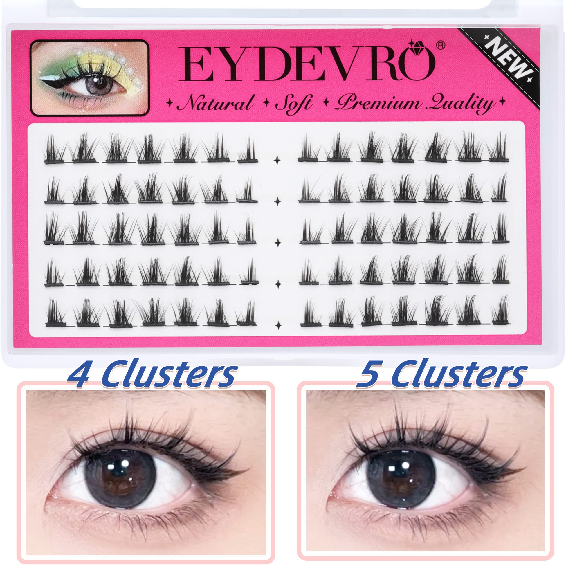 Individual Manga Lashes Natural Look False Eyelashes Anime Cosplay Mink Eye Cluster Spiky Lashes Wispy Fake Eyelashes by EYDEVRO (70 Clusters)