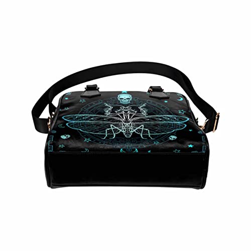 InterestPrint Skulls and Butterfly Womens PU Leather Handbag Travel Shoulder Bag