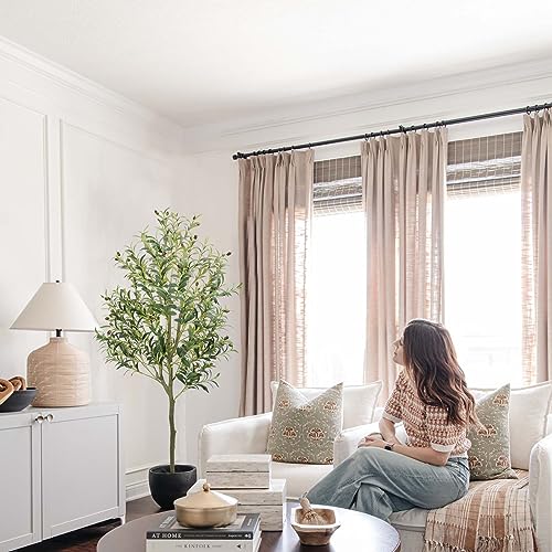 Olive Tree Artificial Indoor 6FT (72''), GTIDEA Artificial Tree Fake Tree Indoor Large Faux Olive Tree and Fruits Artificial Plants Silk Trees for Home Office Living Room Spring Decor