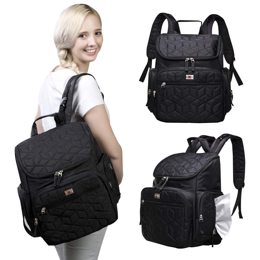 Diaper Bag Backpack, Large Capacity Baby Changing Bags, Waterproof Baby Diaper Bag, Nappy Bag For Mom And Dad Black