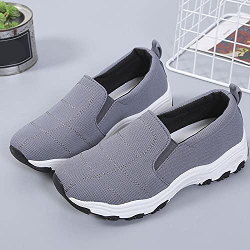 FASDNENDYS Ladies Fashion Solid Mesh Breathable Low Top Thick Soled Casual Sports Shoes Women Grey