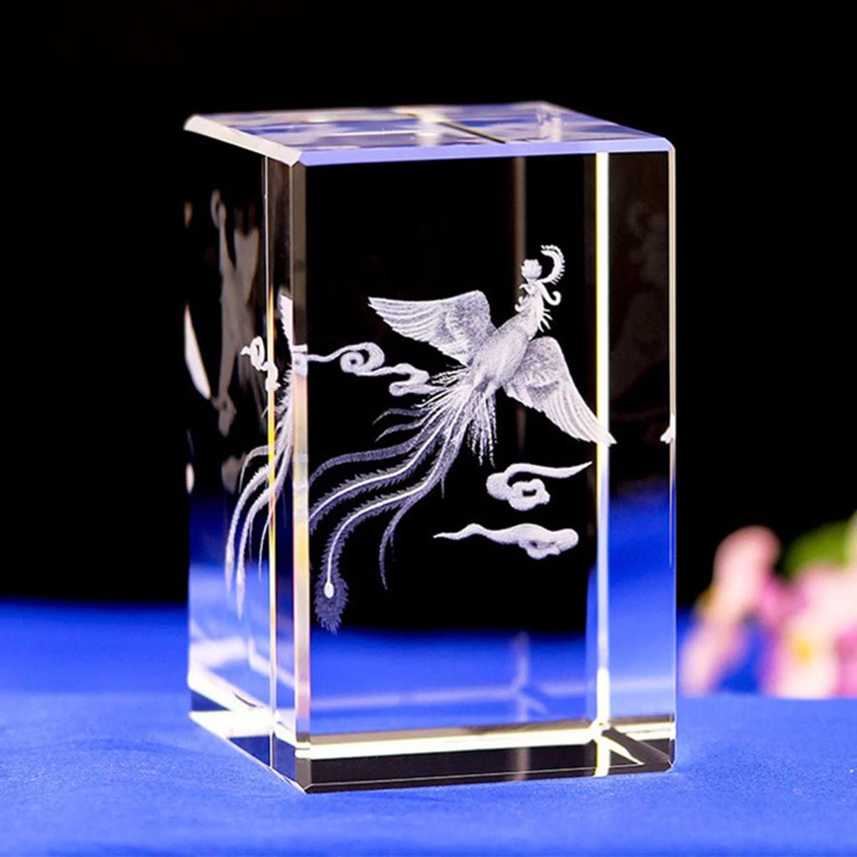Desk Ornaments,3D Laser Crystal Chart, Anniversary Souvenirs and Paperweight, Wedding Souvenirs, Christmas Birthday Valentine's Day Wedding Gift (The Phoenix)