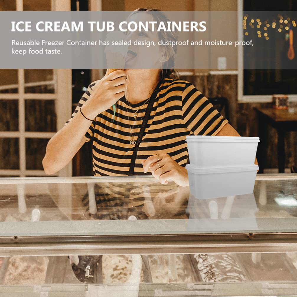 Hemoton Lunch Box Containers Ice Cream Container Reusable Ice Cream Tub Containers Freezer Storage Tubs Dessert Containers with Lids for Homemade Ice Cream Sorbet and Freezer 3l Food Containers