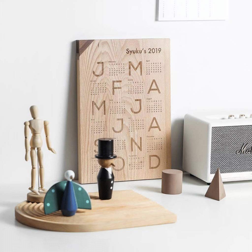Desk Calendars 2021 Wooden Desk Calendar All Solid Wood Carving Calendar Desktop Calendar Perpetual Calendar Support Customization 13.7x9.4 Calendars (Color : Custom Edition A)
