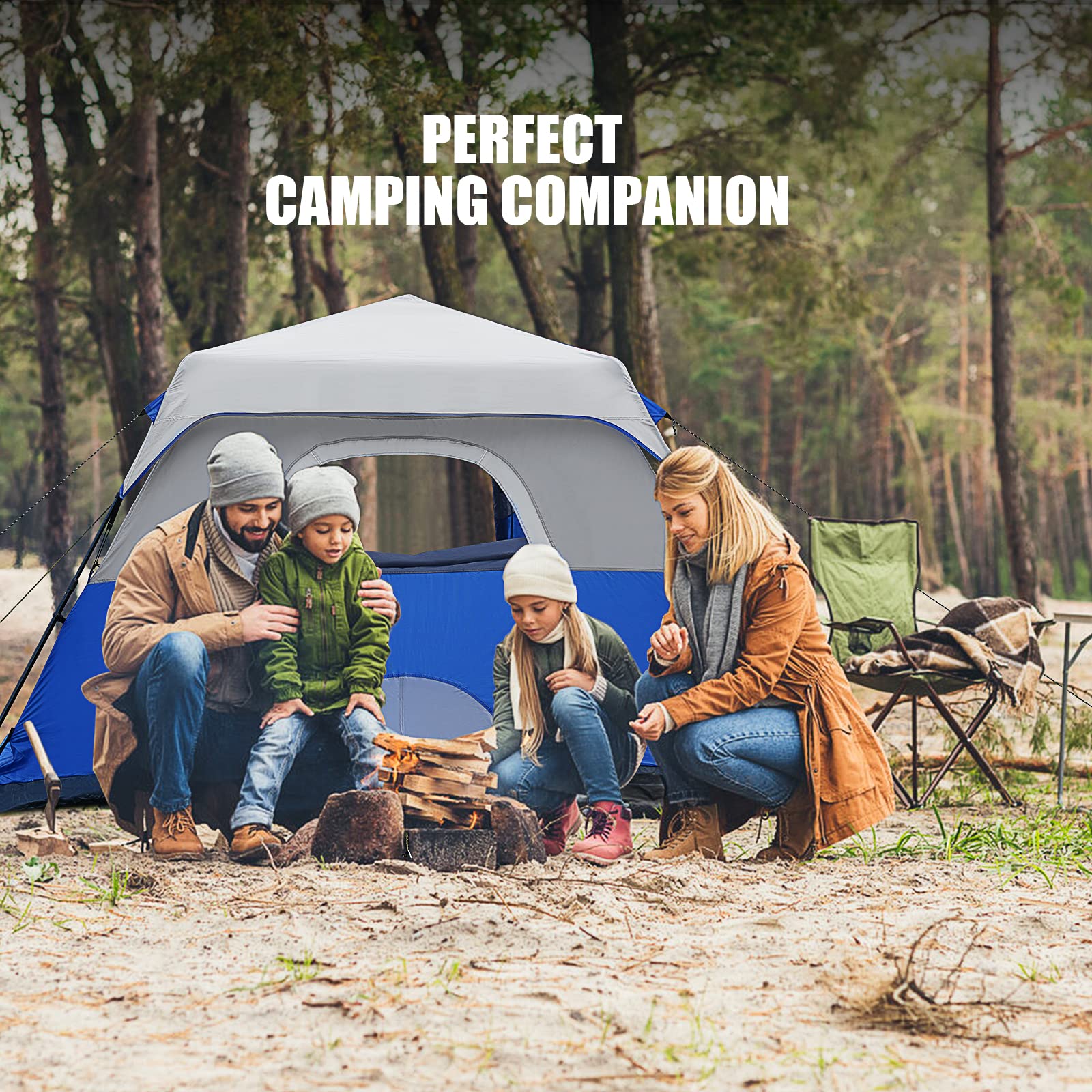 Instant Cabin Tent 6 Person with Ultralight Camping Sleeping Pad 2 Person