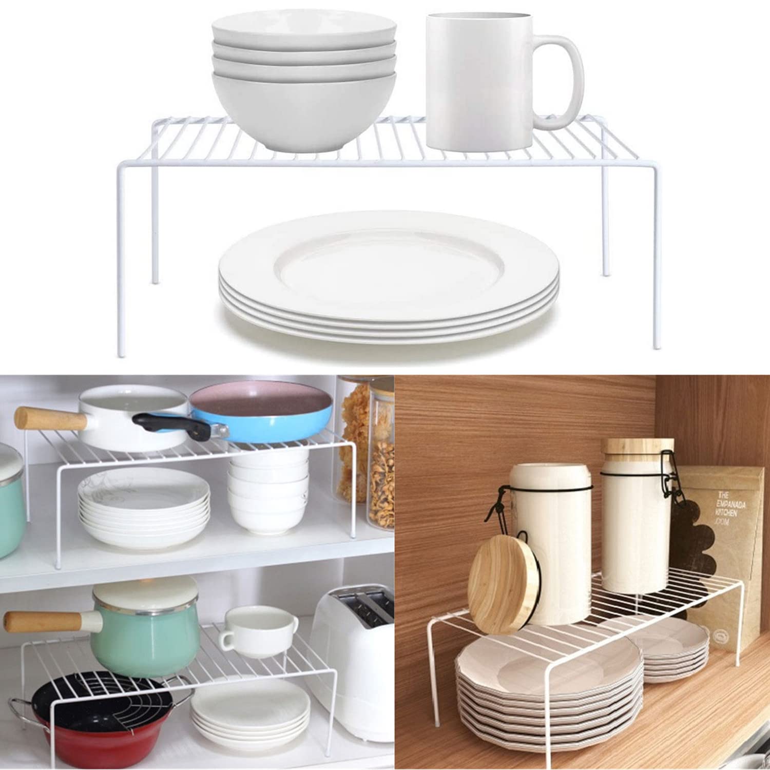 GEDLIRE Cabinet Storage Shelf Rack Set of 6, Medium (13 x 9.4 inch) Rustproof Metal Wire Kitchen Cabinet Organizer and Storage, Cupboard Spice Shelf Rack for Plate, Dish, Counter & Pantry Organization