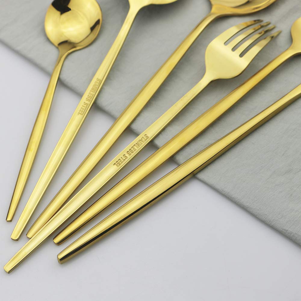 Gugrida Silverware Set, 30-Piece 304 Stainless Steel Flatware Set Pink Gold Cutlery Set Service For 6, Mirror Finish, Dishwasher Safe, Nice Gift Box