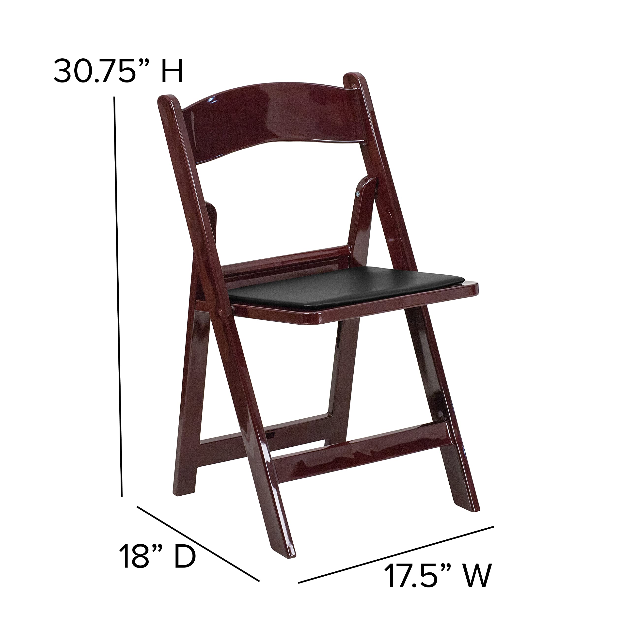EMMA + OLIVER Folding Chair - Black Resin – 4 Pack 800LB Weight Capacity Comfortable Event Chair - Light Weight Folding Chair