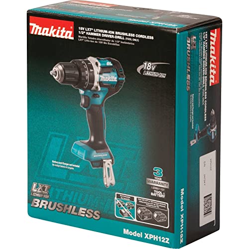 Makita XPH12Z 18V LXT Lithium-Ion Brushless Cordless 1/2 inches Hammer Driver-Drill (Renewed)