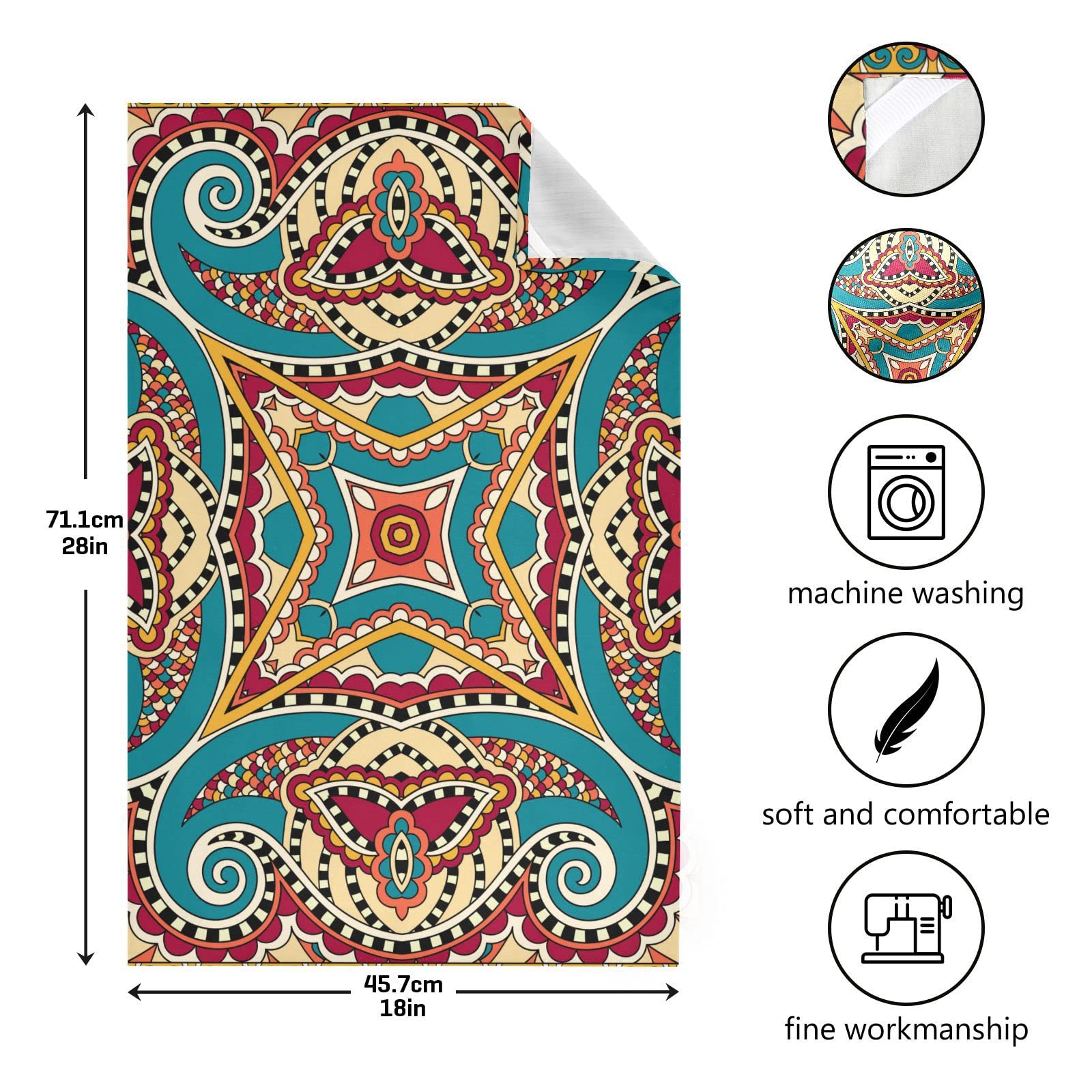 Floral Paisley Dish Towels for Kitchen Soft Tea Towel Set of 4 Absorbent Dishcloths Hand Towels for Drying Dish Cloths 28" x 18"