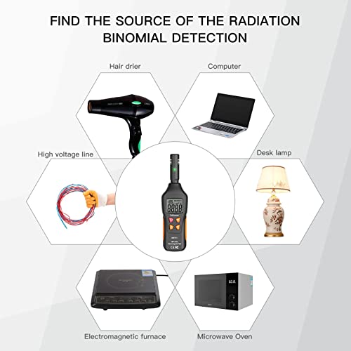 JOAUIAX EMF Meter Reader EMF Detector,5HZ—3500MHz Digital Household Radiation Detector,3 in 1 Electromagnetic Field Meter with LCD&Sound-Light Alarm for Home EMF Inspections,Office and Ghost Hunting
