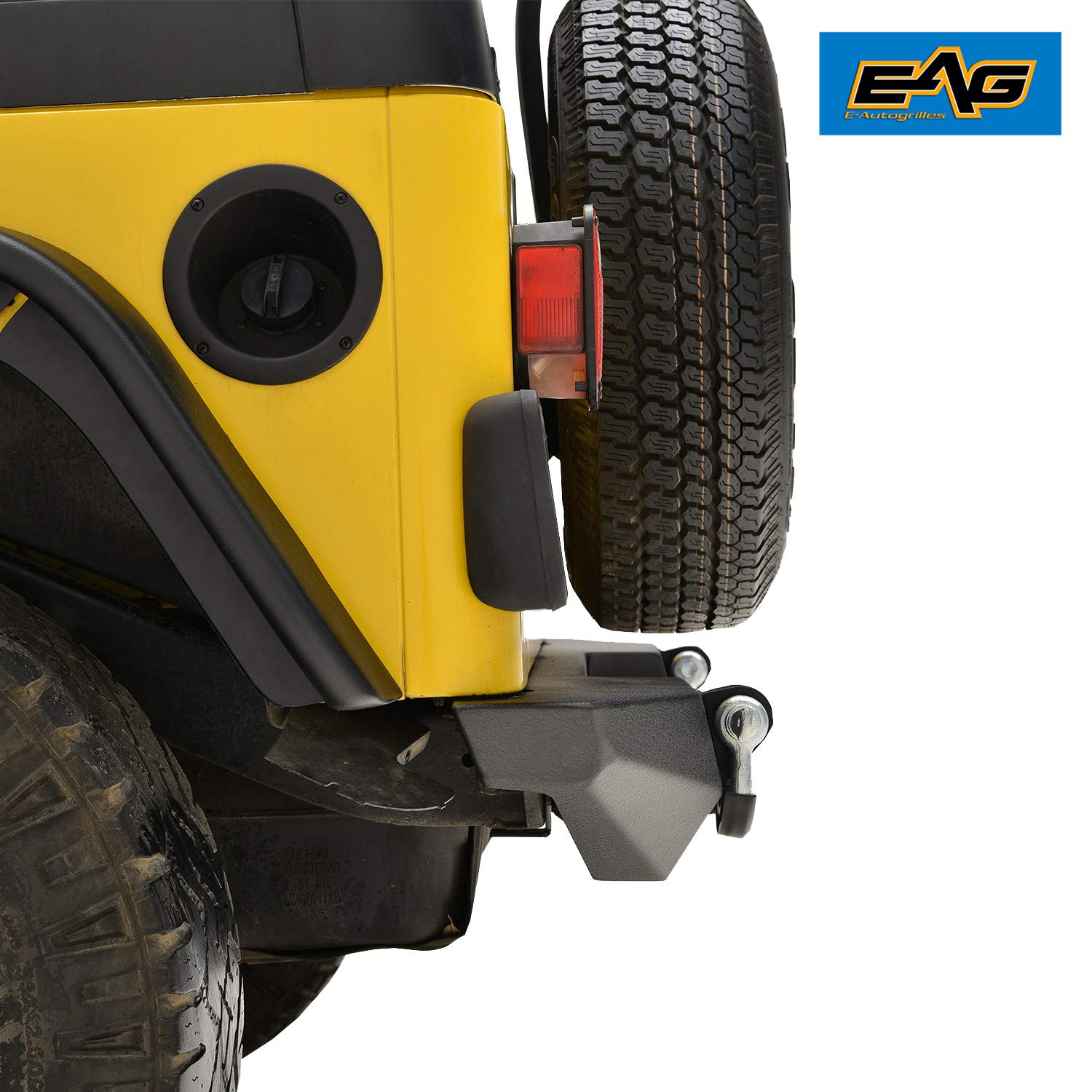 EAG Rear Steel Bumper and Hitch Receiver Fit for 87-06 Wrangler YJ TJ