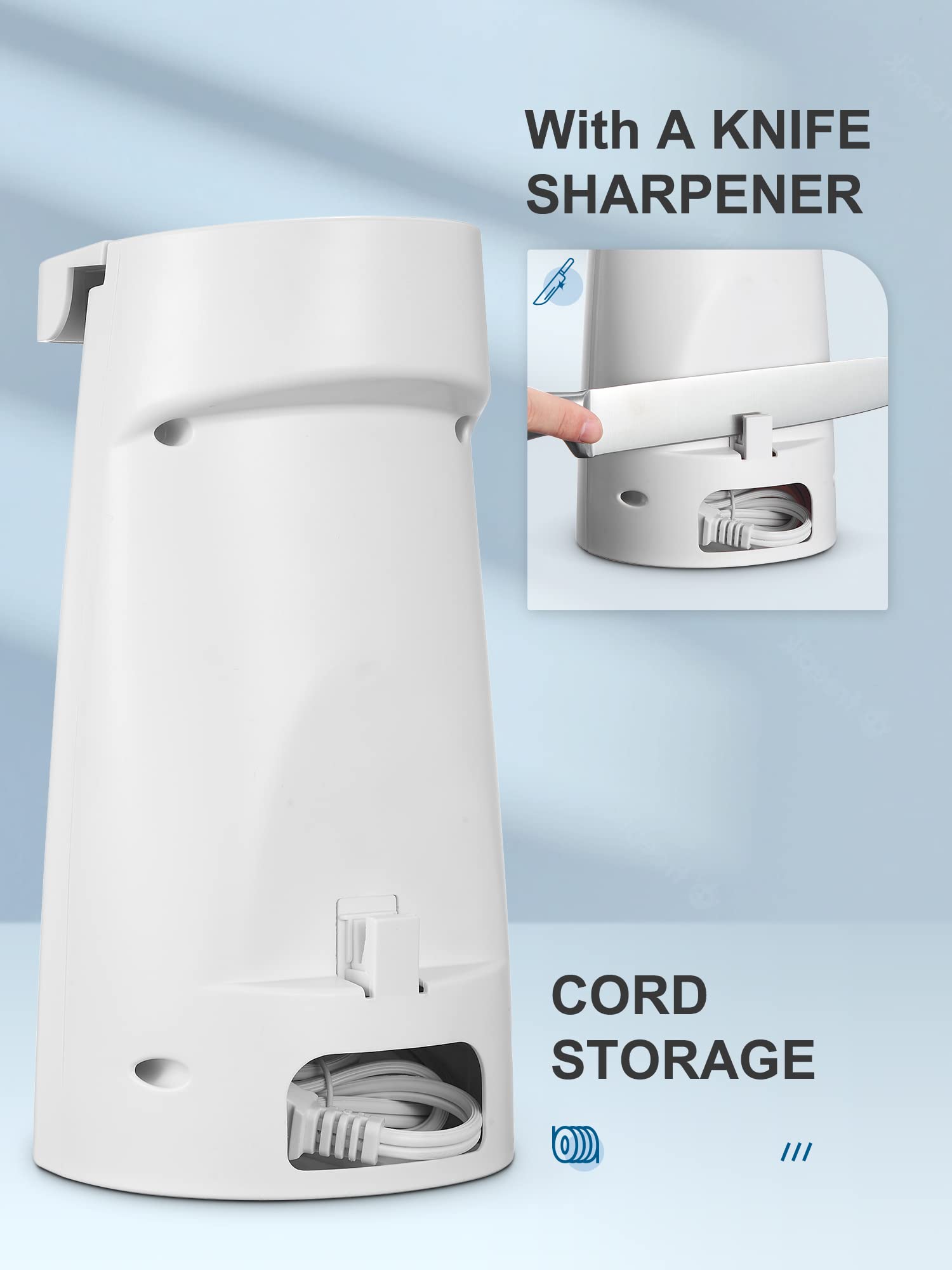 Electric Can Opener, Reemix Automatic Can Opener with Knife Sharpener and Bottle Opener 3 in 1, Easy Push Down Lever (White)