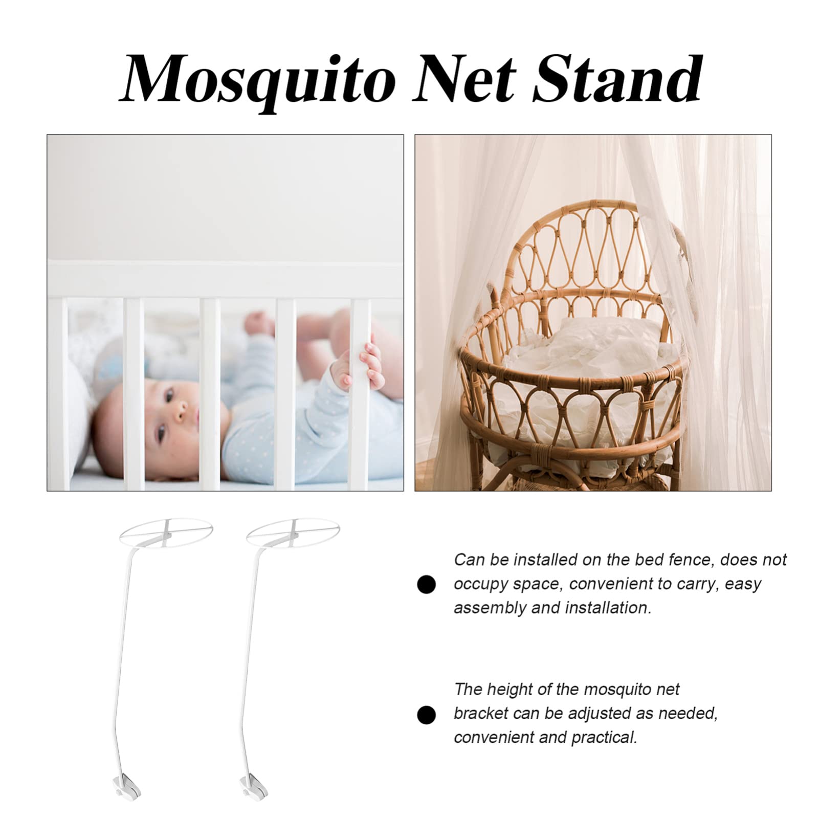 jojofuny 1 Set Net Holder, Net Accessories, for Crib Cot Bed Clip On Bracket