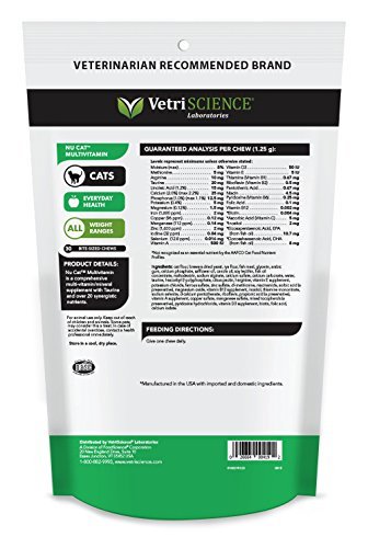 VETRISCIENCE NuCat Multi Vitamin for Cats, 30 Chews - Complete MultiVitamin Supports Skin and Coat, Immune System, Eye Sight and Everyday Wellness
