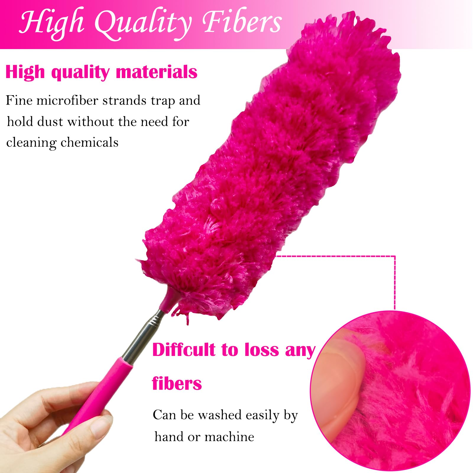 M-jump 3 PCS 15.7 to 35.5 Inch Extendable Telescoping Microfiber Duster Bendable Brush Washable Dusting Brush for Home Office Car