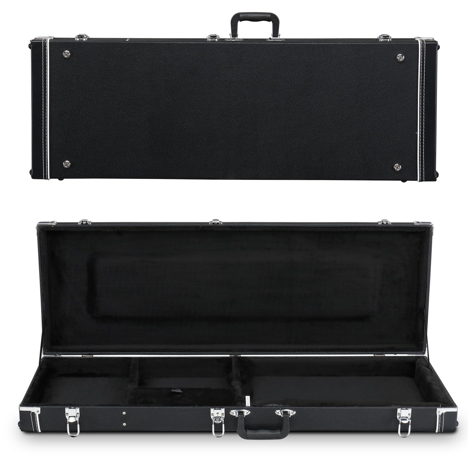 Ktaxon Electric Guitar Hard Case, Rectangle Wooden Standard 39-Inch Electric Guitars Hard-Shell Protective Carrying Case for KST/KTL/170 Model with Lock Latch Padding (Black)
