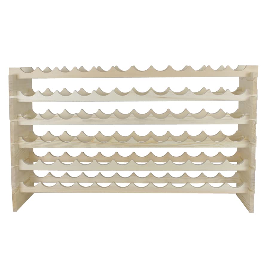 F2C Wood 72-Bottle Stackable Modular Wine Rack Wood Wine Cabinet Free Standing Wine Storage Organizer Display Shelf Wine Bottle Holder Kitchen Decor Classic Style, Wobble Free