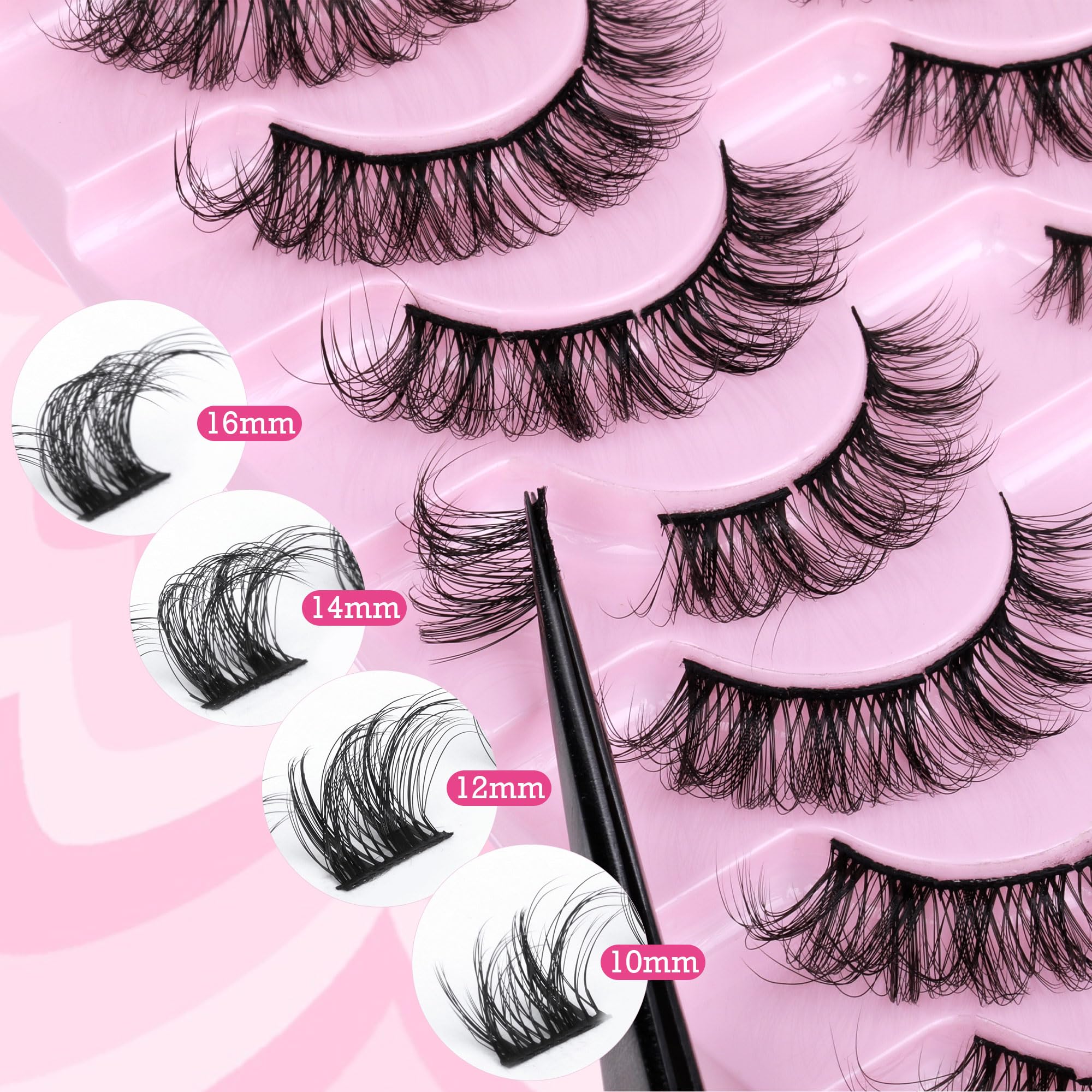 FANXITON False Eyelashes 20MM Faux Mink Thick Fluffy 6D Dramatic Soft 7 Pairs Lashes Cat Eye Multipack