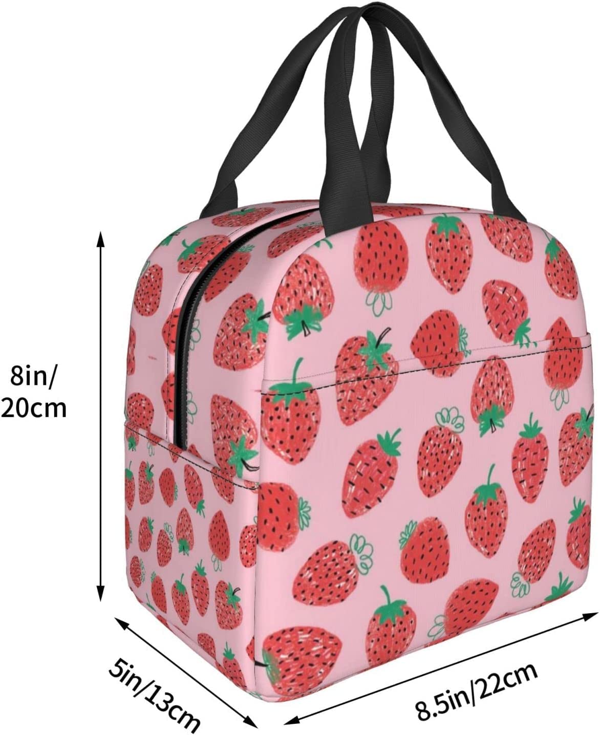 Giwawa Cute Strawberry Lunch Bag Insulated Lunch Box Kids Reusable Refrigerated Insulated Tote Bag Multifunctional School Work Lunch Container Home School Office Outdoor Use Bag