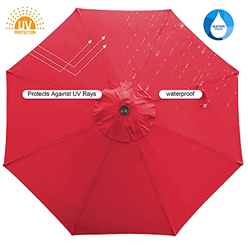 Sundale Outdoor 10FT Patio Umbrella Market Umbrella with Push Button Tilt, Polyester Table Umbrella for Patio, Garden, Deck, Backyard, Pool (Red)