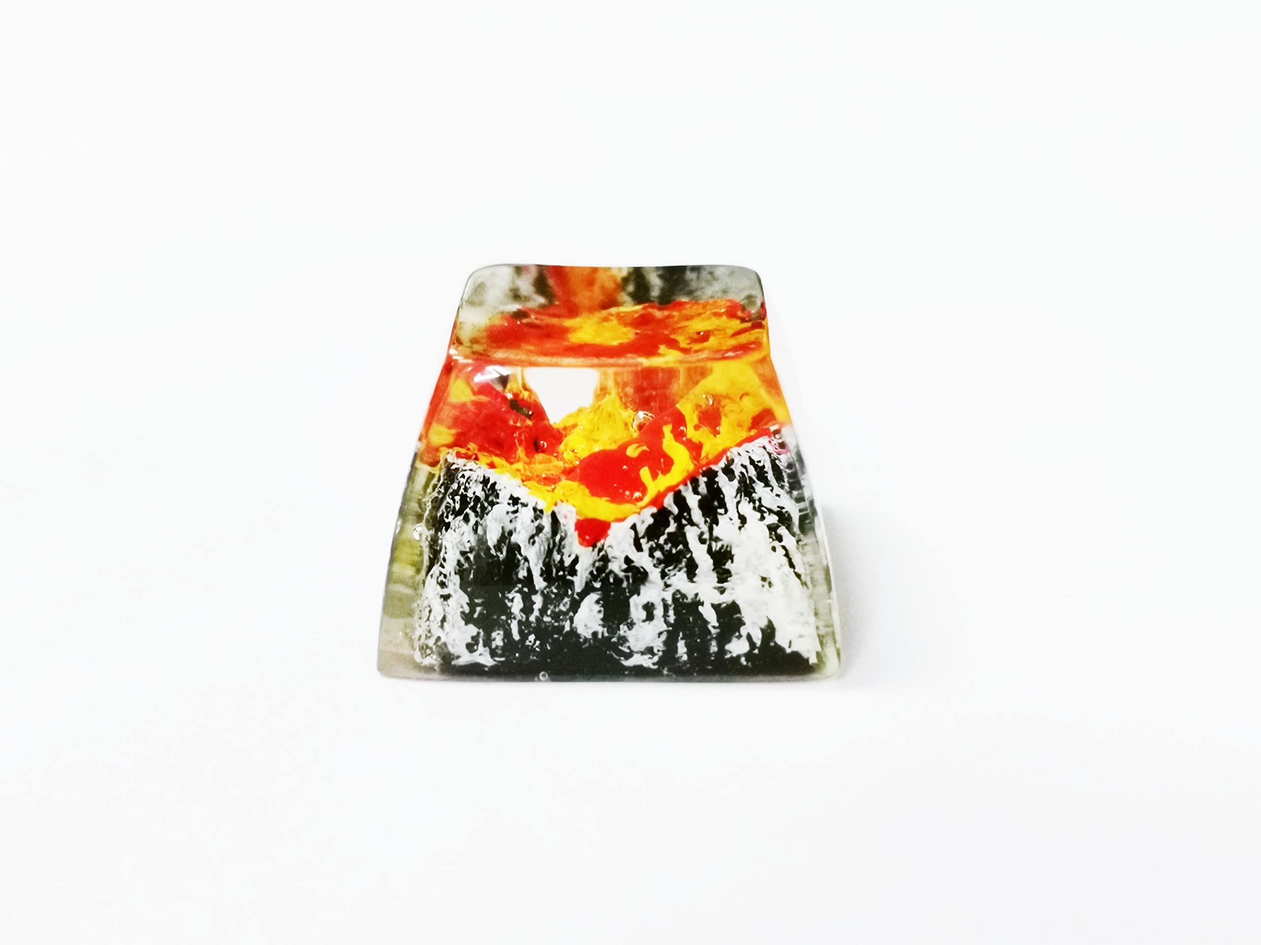 MECHKYP Handmade Mt .Fuji Backlit Resin Artisan Keycap R4/Esc Key Cap Shine Through Translucent SA Profile for Cherry MX Switch Gaming Mechanical Keyboard,Volcano Magma (Magma)