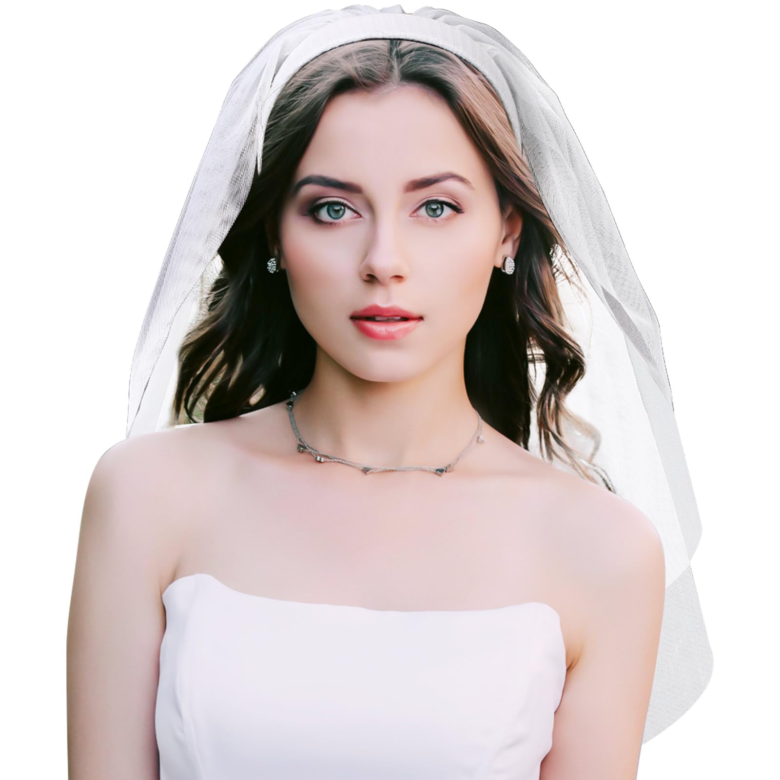 Geosar Bachelorette Party Headband Veils, White, for Bride Bridesmaid Favors, Head Covering
