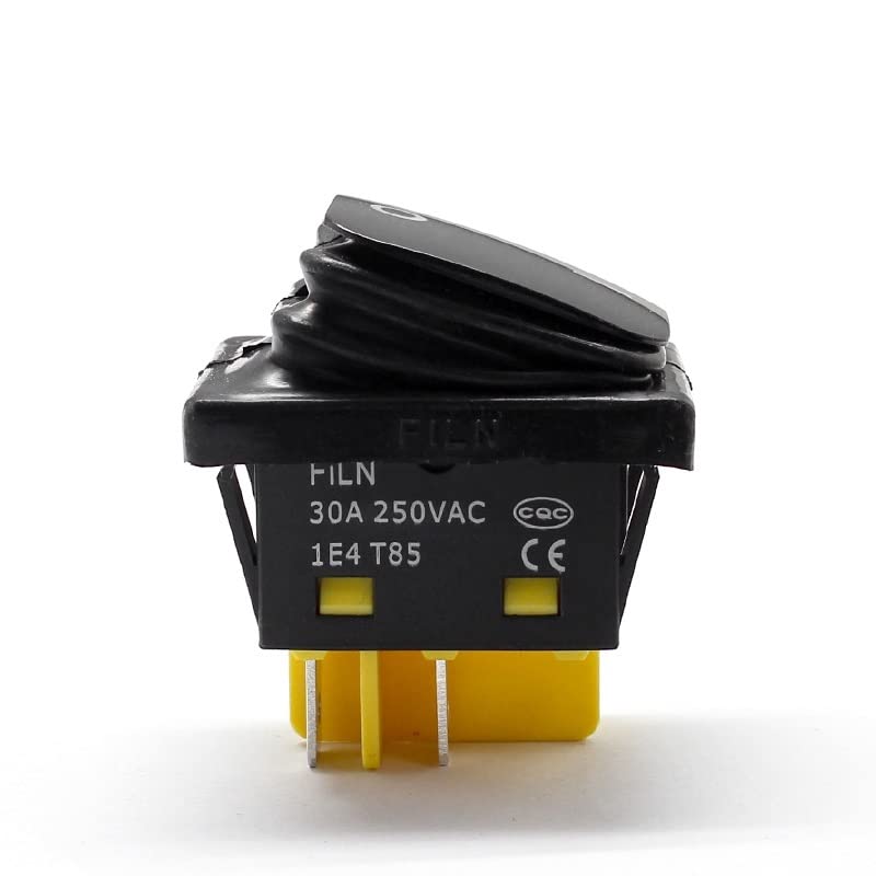 gande Micro Switch Rocker Switch on Off 30A/250V Heavy Duty 4 pin DPST IP67 Sealed Waterproof t85 Auto Boat Marine Rocker Switch Black no LED