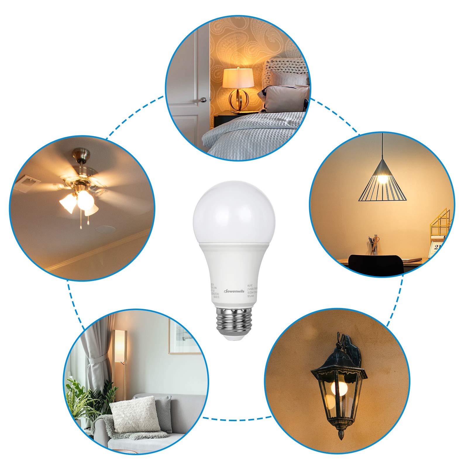 DEWENWILS 8-Pack A19 LED Light Bulb, 1500LM, 3000K Soft Warm Light Bulb, Energy Saving 14W(100W Equivalent) LED Bulb, E26 Medium Screw Base, Non Dimmable, UL Listed