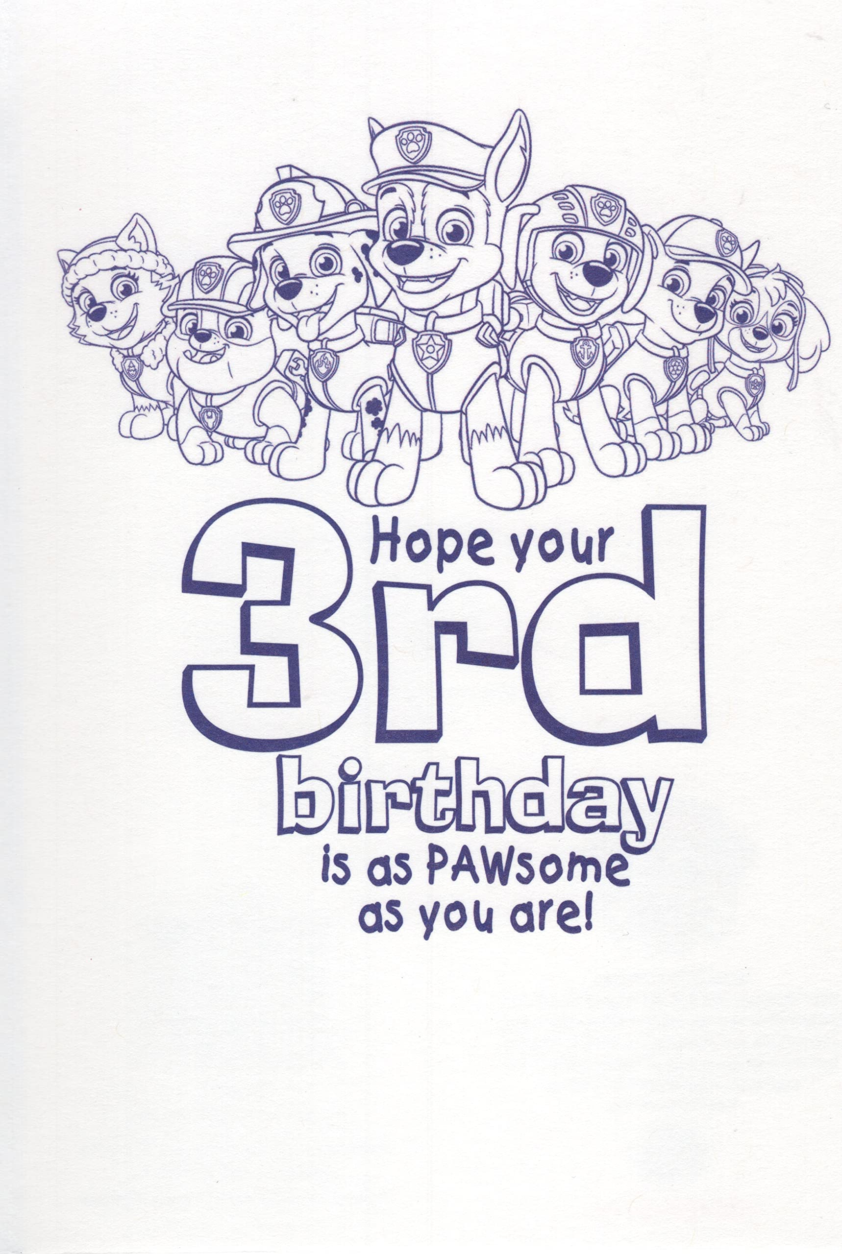 Paw Patrol Happy 3rd Third Birthday Card (Age 3) Featuring Chase, Skye, and Marshall - Hope Your 3rd Birthday is as PAWsome as You Are!