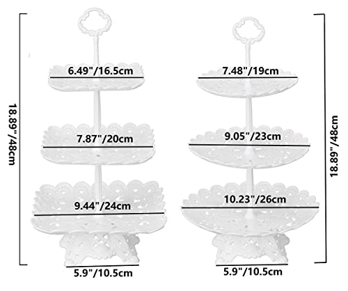 Set of 7 Pieces Cupcake Stands Plastic Dessert Stand Cupcake Holder Plate Serving Tray Fruit Plate for Wedding Birthday Party Fruits Desserts Candy Bar Display White