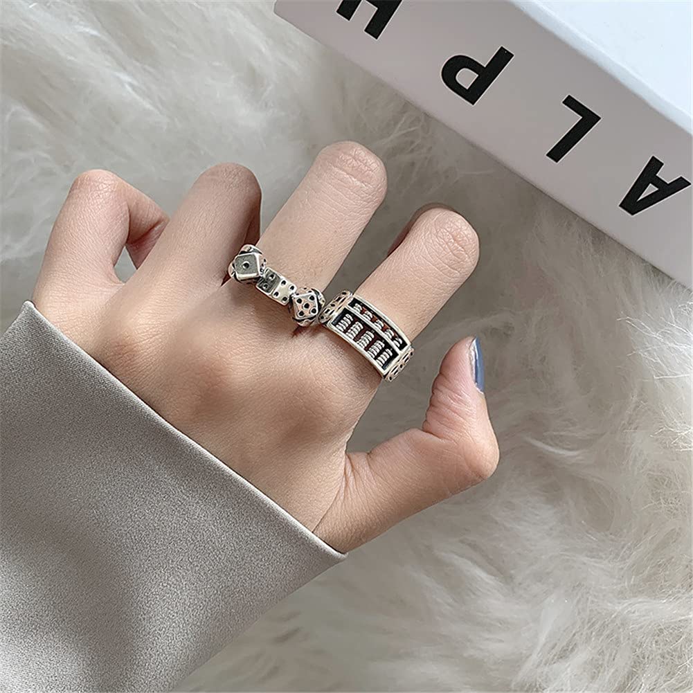 Dice Ring Punk Cube Dice Rings Multiple Dice Ring for Men Women Adjustable Dice Roller Rings Open Jewelry Gifts