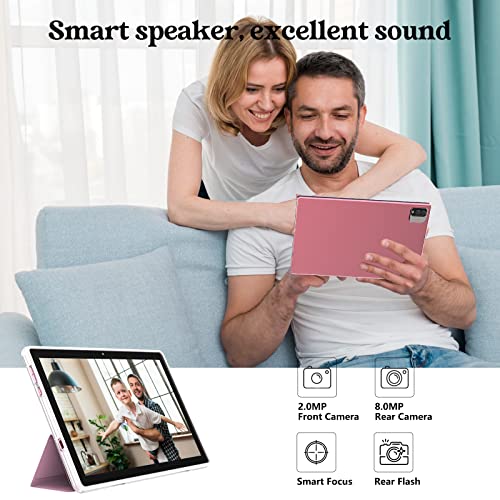 Tablet 10 Inch Android Tablets, 2 in 1 Tablet With Keyboard 64GB+4GB RAM 10.1" Tablets, 8MP Camera 6000mAh Battery, Include Keyboard/Mouse/ Case/ Stylus Pen/Tempered Film Wifi Tab Pink/Girl Tablet PC