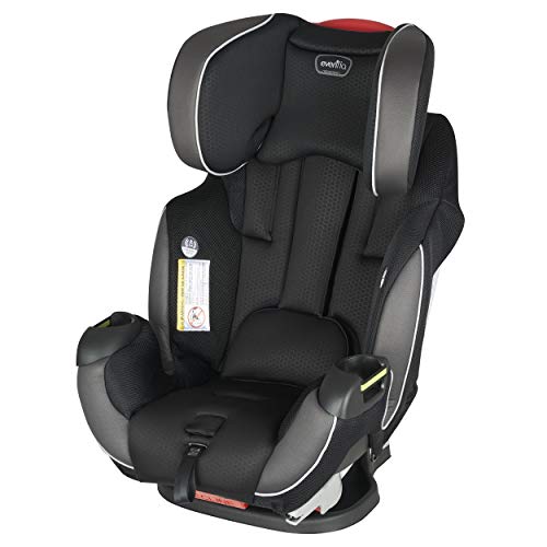 Evenflo Symphony Elite All-In-One Convertible Car Seat, 5-Point Infinite Slide Harness, Easy to Install, Forward / Rear Facing, Booster Seat, 110-lb Capacity, Multiple-Position Recline, Paramount Gray