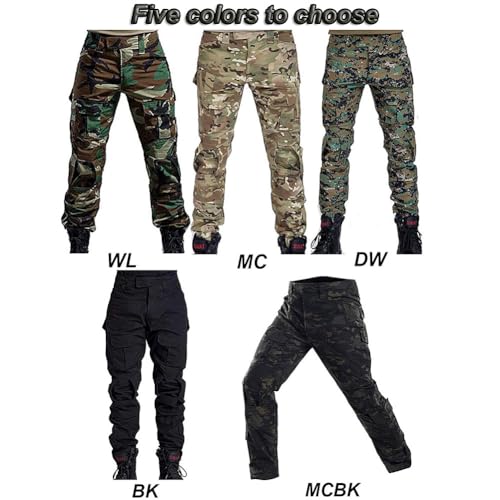 H World Shopping Military Army Tactical Airsoft Paintball Shooting Pants Combat Men Pants with Knee Pads BK (XL)
