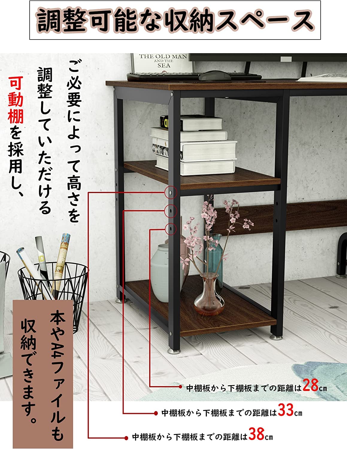 DEWEL L Shaped Desk Large Computer Gaming Desk Home Office Cornor Desk with Monitor Stand Study Writing Table Double Workstation for Home Small Space (51”+55”) L