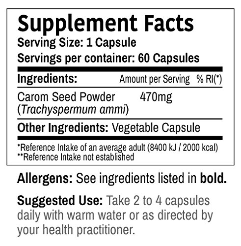 DR WAKDE'S Carom Seed Capsules (Celery Seed, Ajwain, 60 Veg Caps, Plant-Based Supplement, Ayurvedic Herb, All Natural, Vegan)