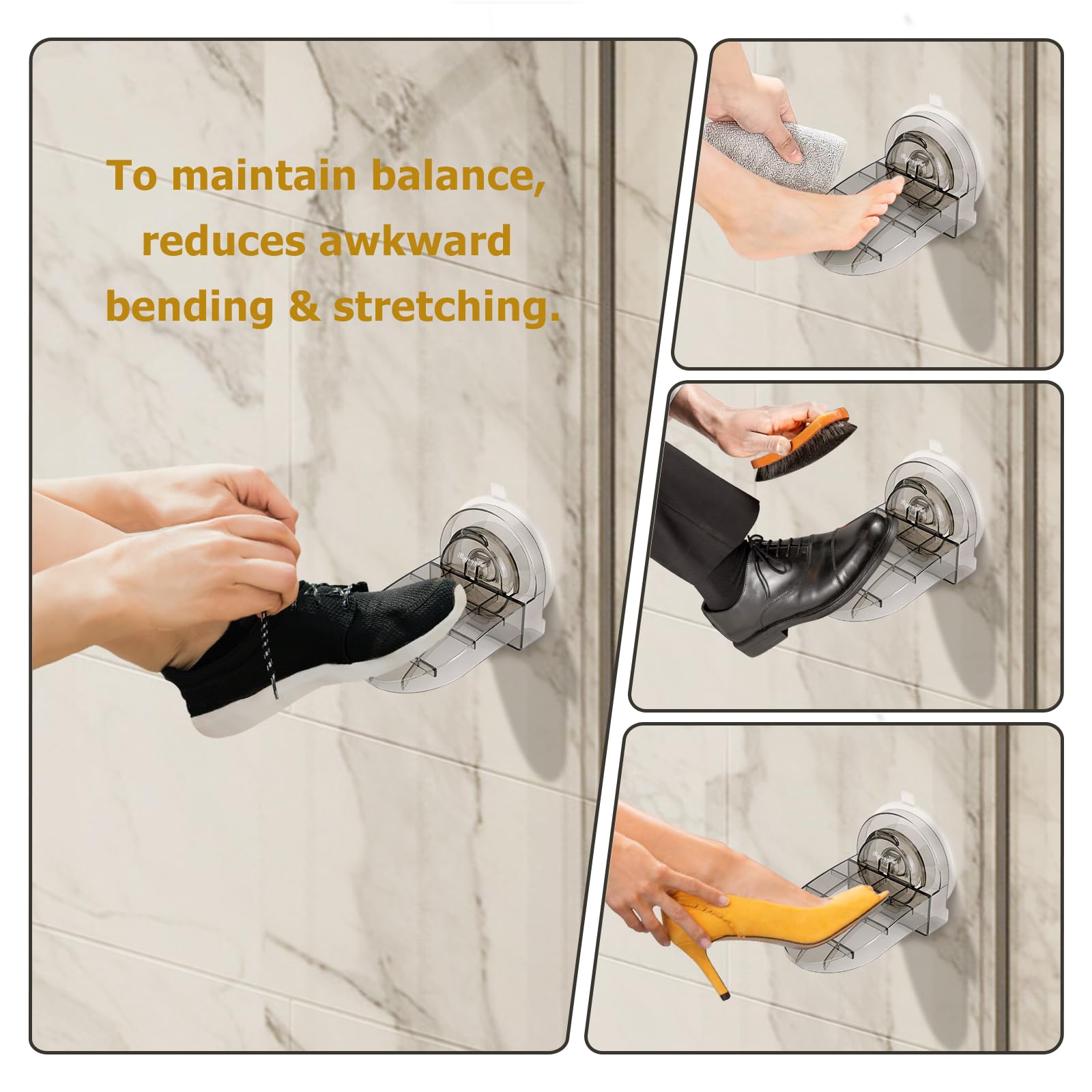 ENUODA Shower Foot Rest with Powerful Non-Slip Suction Cup Waterproof Shower Stool for Inside Shower Shaving Legs Suitable for People Who Need to Keep Body Balance (Reusable, No Drilling)
