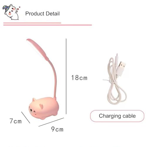 Desniltol LED Kids Lamp, Mini Cat Table Lamp, Portable LED Night Light, Cute Desk Lamp, Foldable USB Rechargeable Reading Light Children's Bedroom (Pink)