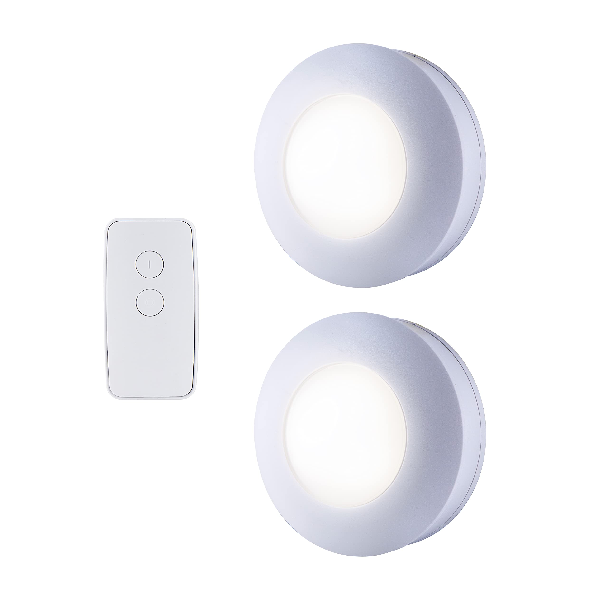 Energizer LED Puck Lights, 2 Pack, White, Remote Controlled, Wireless Lights, 35 Lumens, Battery Operated, Under Cabinet Lighting, Stick On Lights, Ideal for Kitchen Under Cabinet, Bedroom, 38913