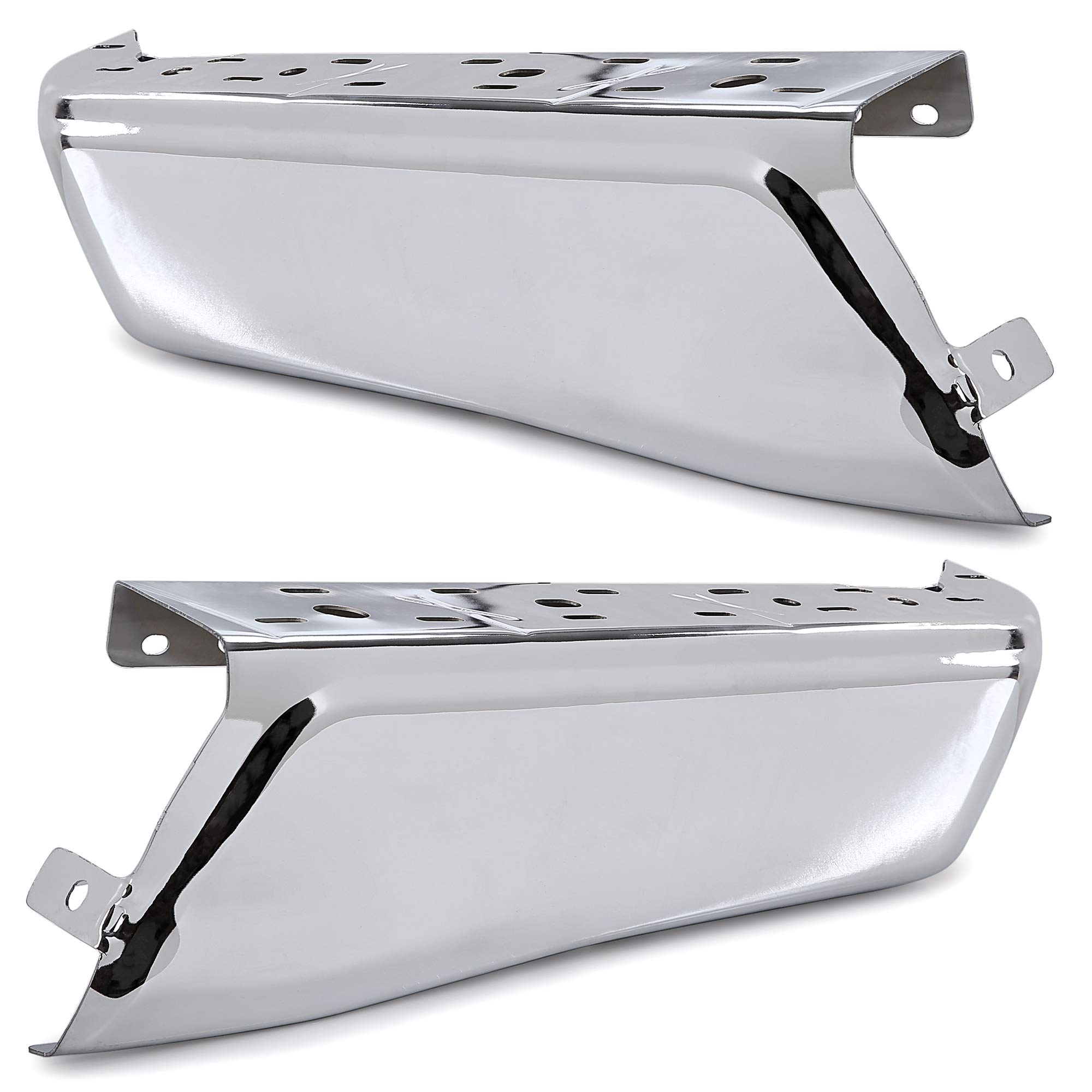 ECOTRIC Rear Bumper Ends Caps Cover Compatible with 2015-2020 Ford F150 Replacement For FO1102380 W/O Park Sensor Holes Chrome Steel Left & Right