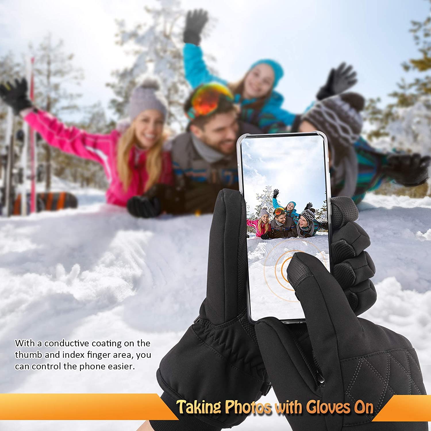 Flamino Winter Ski Gloves, Made with 3M Thinsulate Insulation, Waterproof Work Gloves with Touchscreen, Warm Snow Gloves for Women and Men in Cold