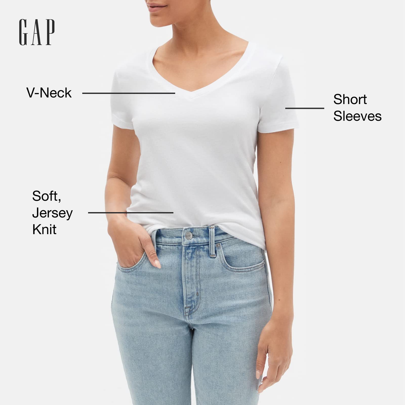 GAP Womens Favorite V-Neck T-Shirt French Almond XL