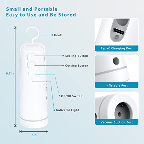 Handheld Vacuum Sealer, Cheweetty 3 In 1 Mini Bag Sealer Heat Seal with Cutter/Electric Ball Pump with Needle and Nozzle for Football Basketball Balloon/Portable Hand Vacuum Machine for Food Saver
