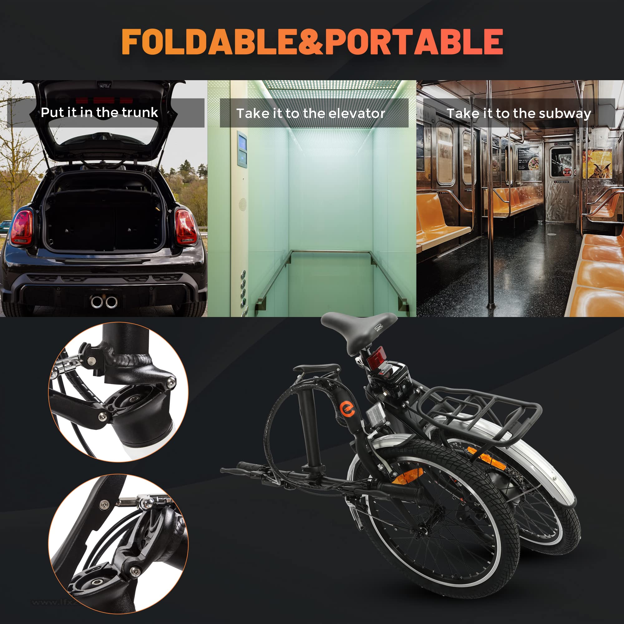 ECOTRIC Step-Through-2 20" Folding Electric Bicycle Powerful 350W Motor 36V/12.5AH Removable Lithium Battery City Bike Alloy Frame Ebike LED Display - 90% Pre-Assembled