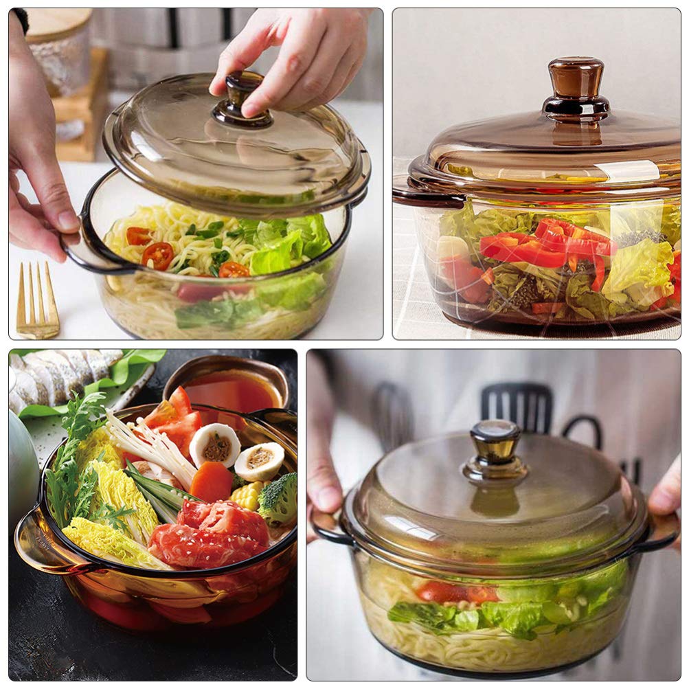 Hemoton 1pc Amphora Large Pho Bowls Ramen Noodle Pot Clear Cookware Stew Pots with Lids Restaurant Serving Bowl Fruit Bowl Baking Dish with Lid - Bowl Glass Salad Salt Toddler