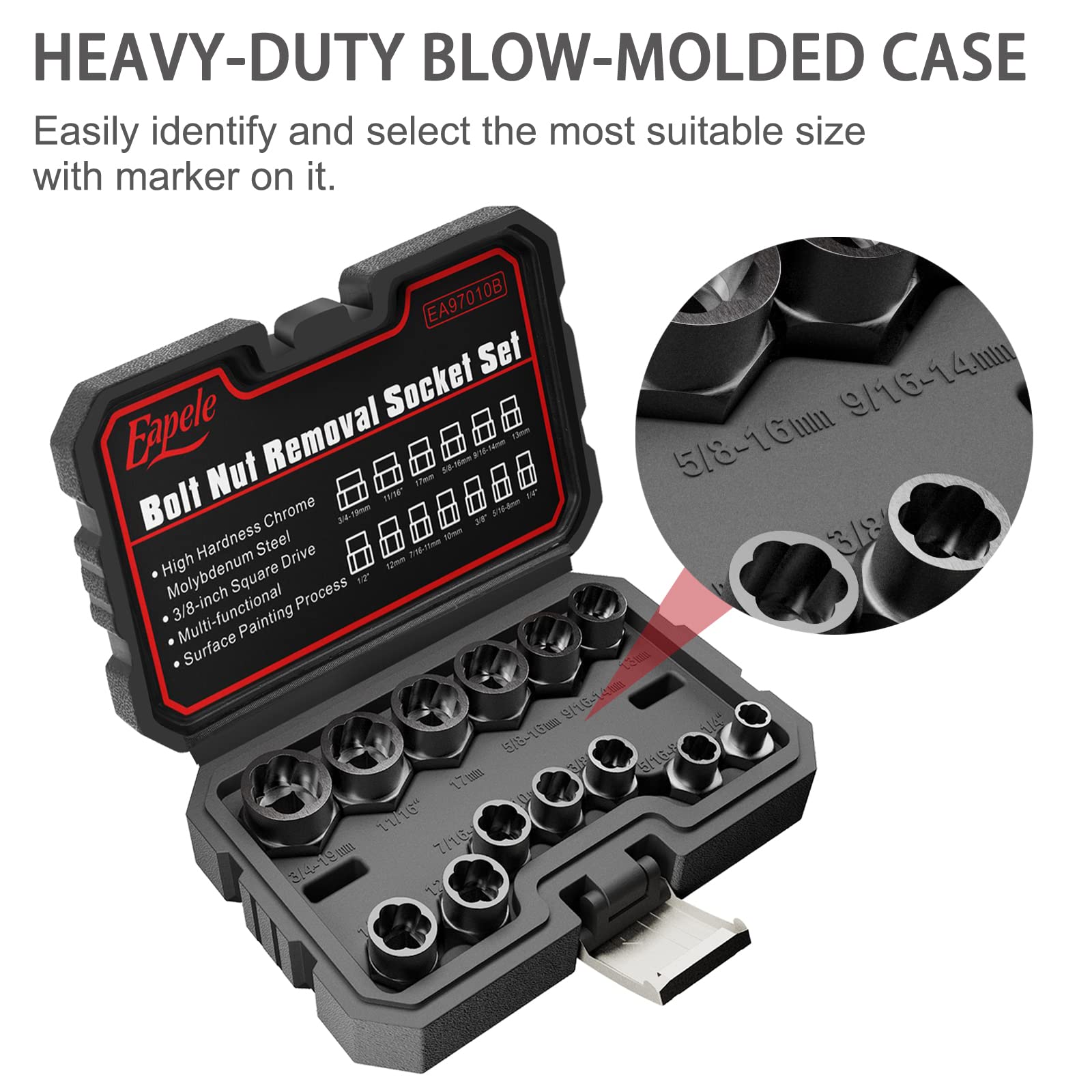 Eapele Impact Bolt Nut Removal Extractor Socket Tool Set (6pcs)