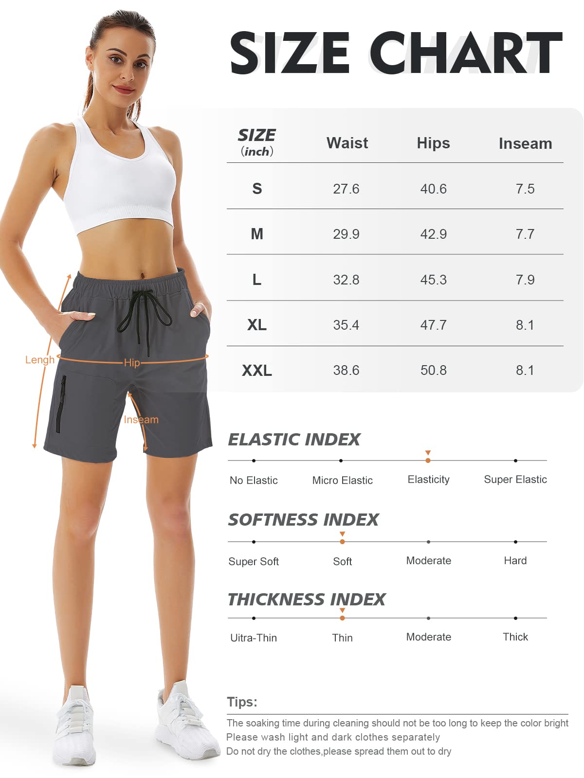 difficort Women's Hiking Shorts Cargo Lightweight Athletic Shorts for Women Camping Travel Golf Running Workout with Zipper Pockets,Grey,Large