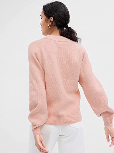 GAP Womens Forevercozy Ribbed Crewneck Sweater, Pink Standard, Large US