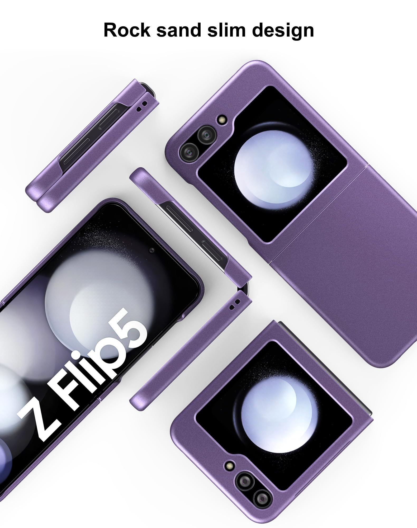 Eastcoo Slim Fit Galaxy Z Flip 5 Case, [Hard PC Back] [Frosted Feel] [Wireless Charging Support] Lightweight Shockproof Case Cover for Samsung Galaxy Z Flip5 (2023), Purple